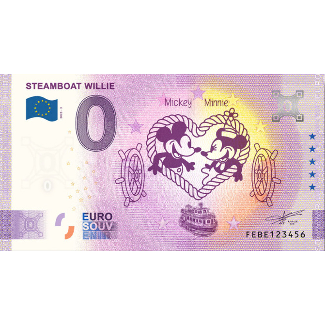 0 Euro Souvenir Malta 2025 - Steamboat Willie | Buy at Nunofi.com