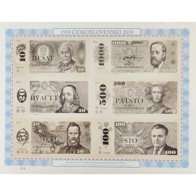 Set of Unissued Banknotes Czechoslovakia 1977 - Commemorative Sheet ...
